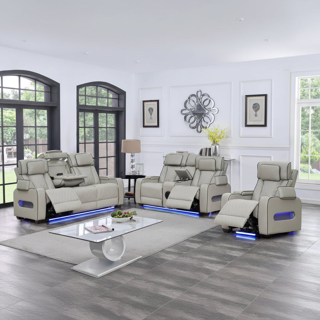 JACE-2 Power Motion Living Room Set with Massage, Heat & LED Lighting ...